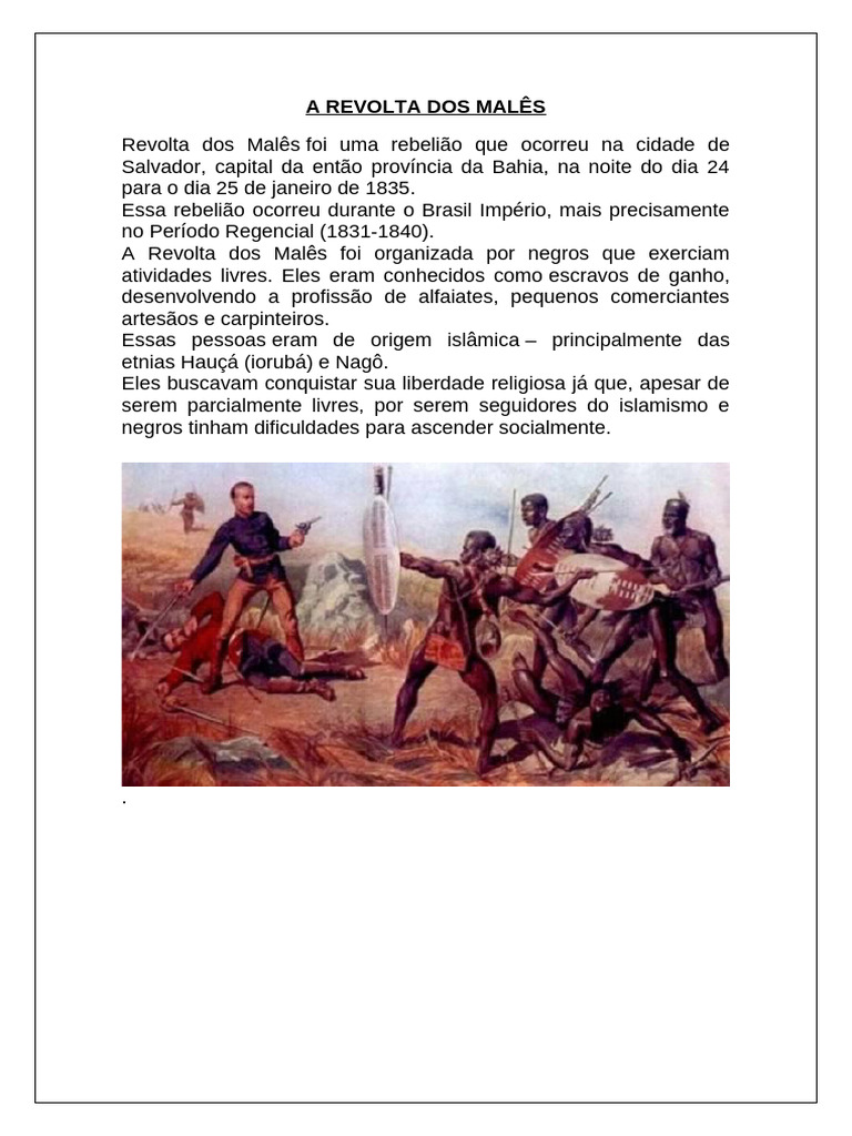 Trabalho A Revolta Dos Males | PDF | Escravidão | Brasil