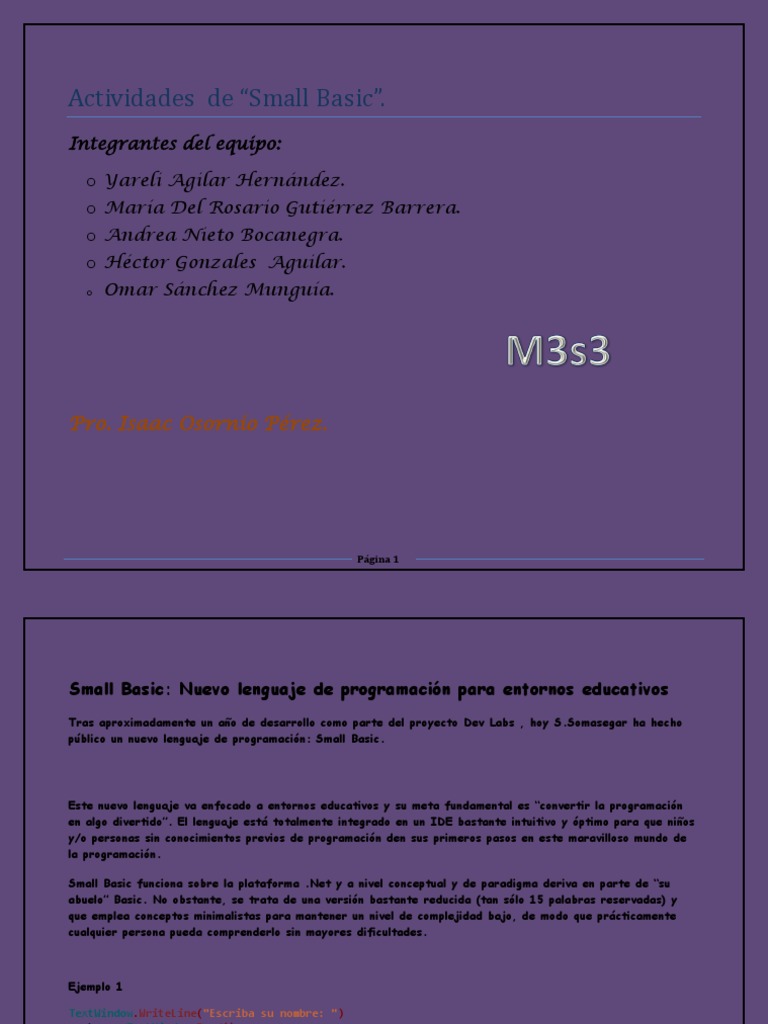 Actividades de "Small Basic". | PDF | Básico | Programación de computadoras