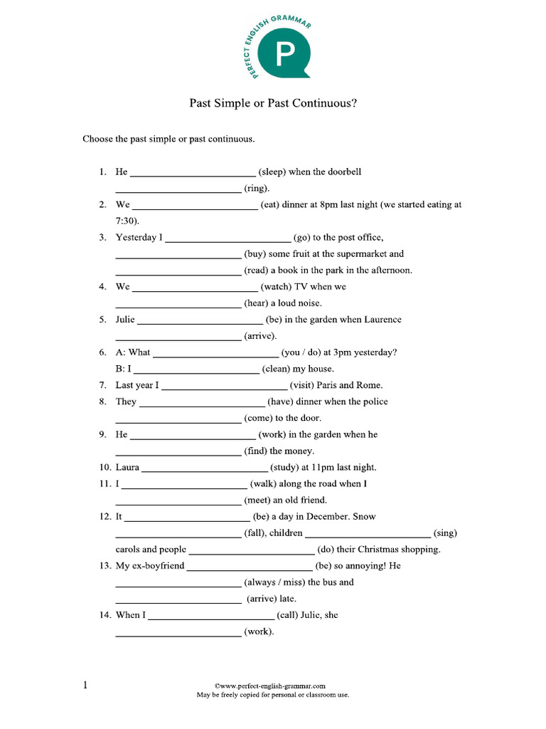 Past Simple Past Conti | PDF