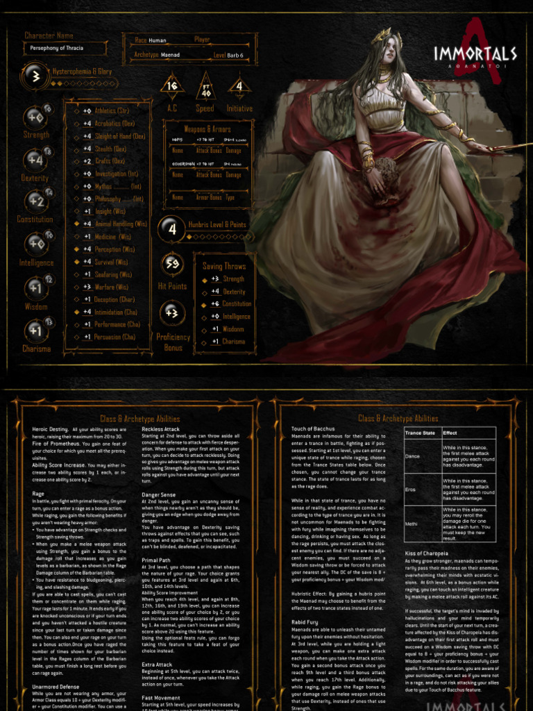 Human_Maenad_Character_Sheet | PDF