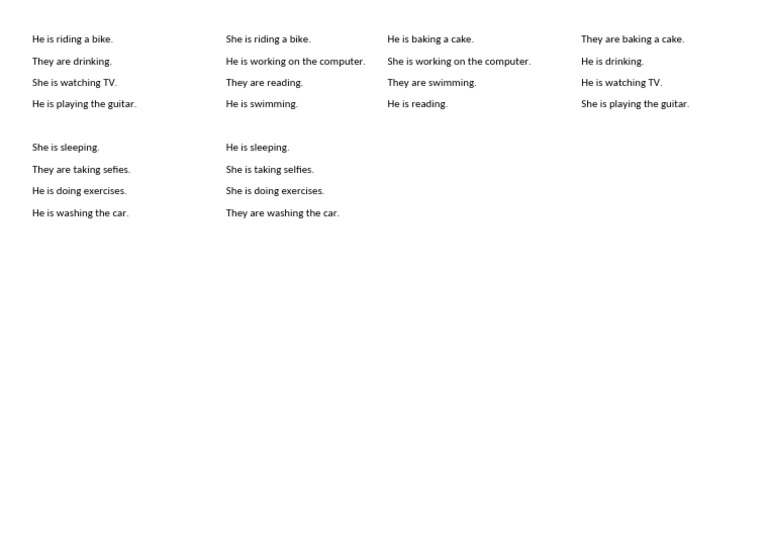 Find The Picture Matching The Sentence - Memory Game | PDF