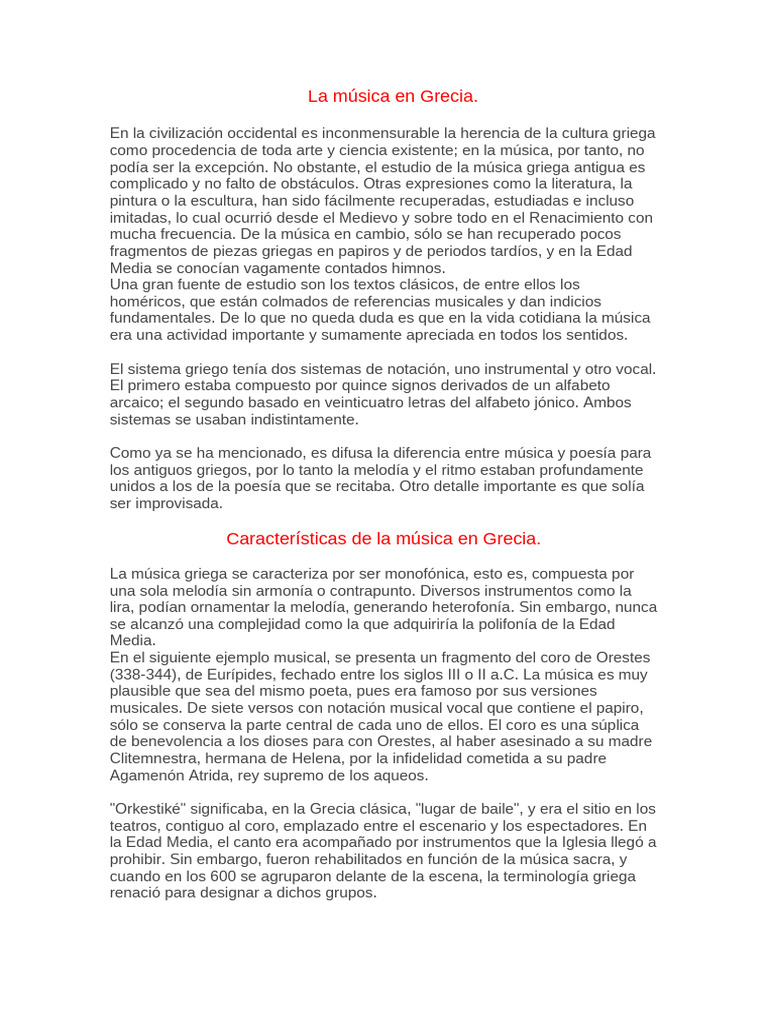 La Música en Grecia | PDF | Tragedia | Tragedia griega