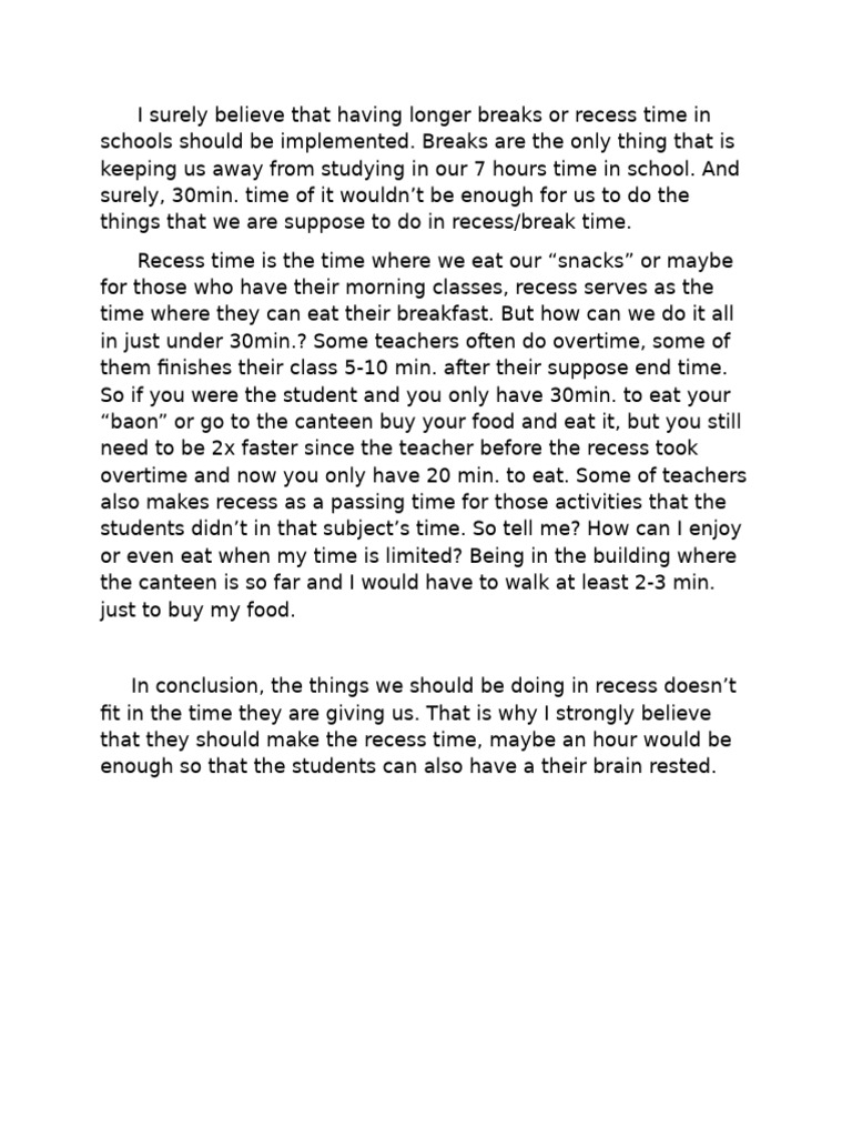 Advocating for Longer School Recess | PDF