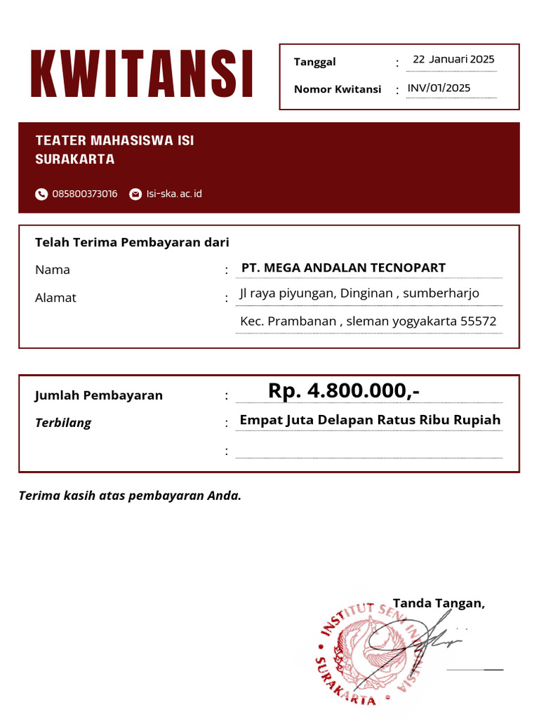 Merah Dan Putih Minimal Kwitansi Pembayaran Dokumen - 20250130 - 105733 ...