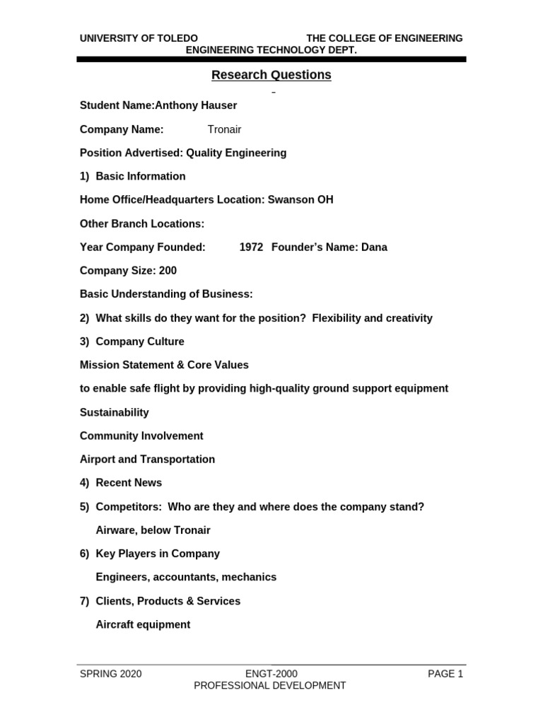 Tronair Quality Engineering Insights | PDF