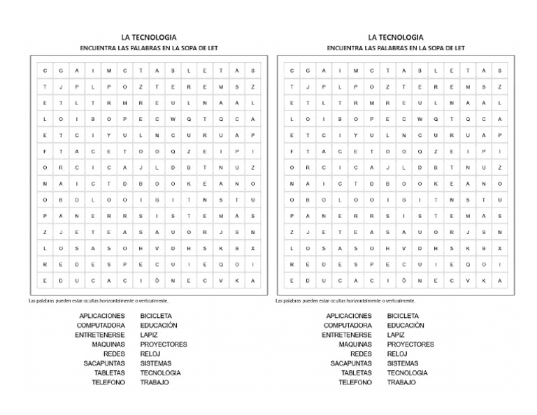 Sopa de Letras Tecnologia | PDF
