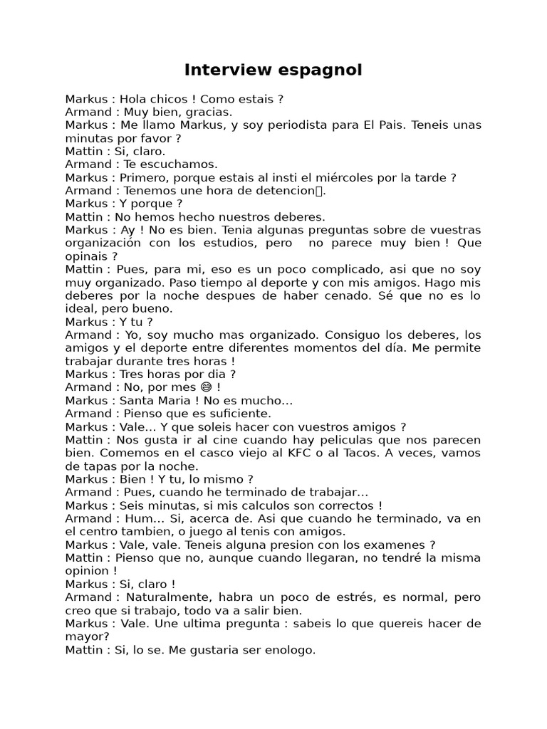 Interview Espagnol | PDF