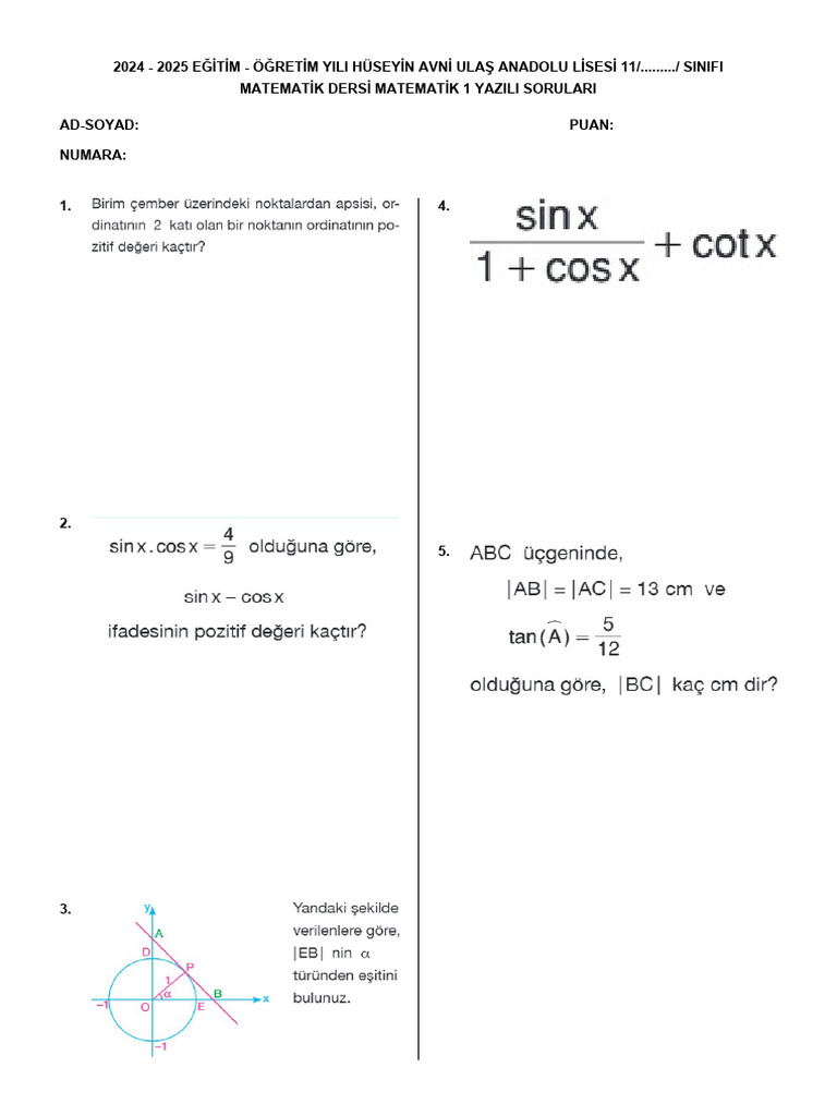 MATEMATİK (11 Telafi) | PDF