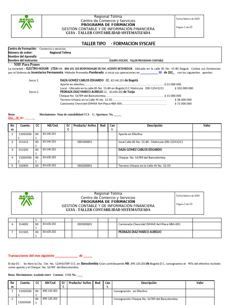 Taller Programa Contable Syscafe Academico | PDF | Contabilidad | Factura