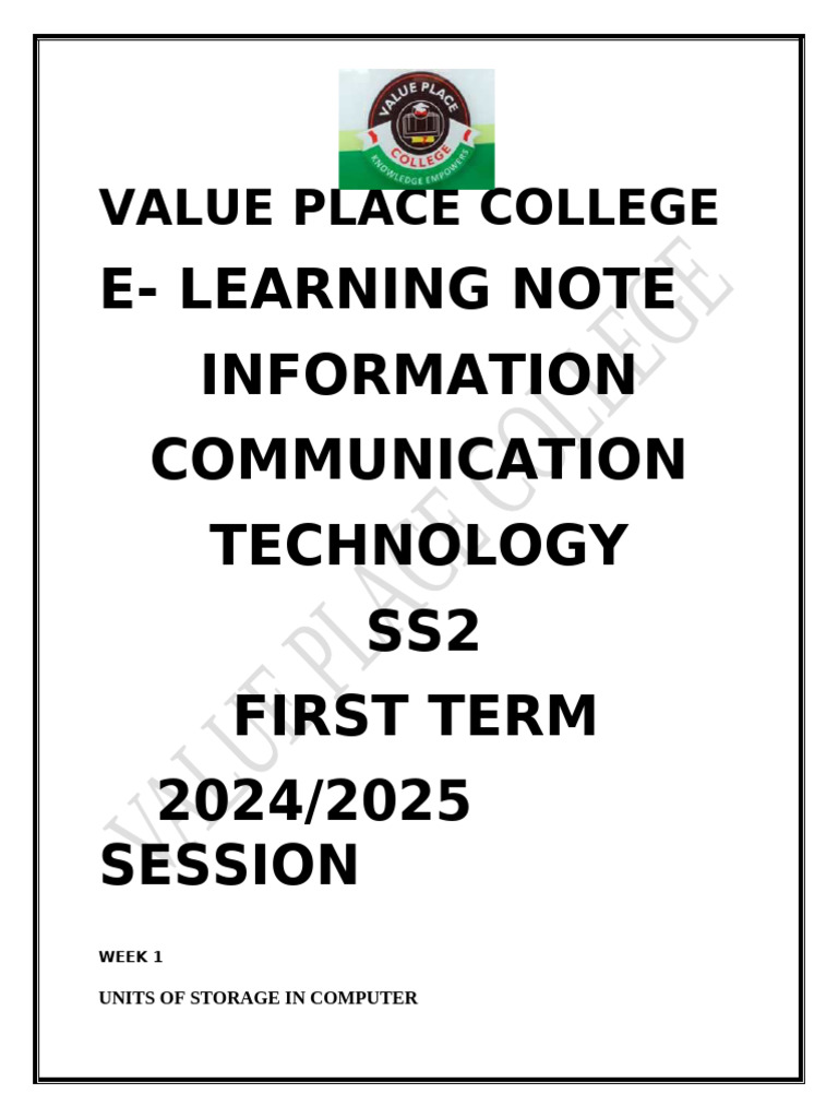 ICT SS2 Second Term (Some Corrections) | PDF | Byte | World Wide Web