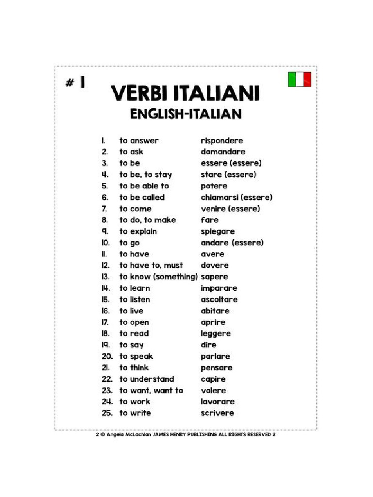 Verbi Italiani | PDF