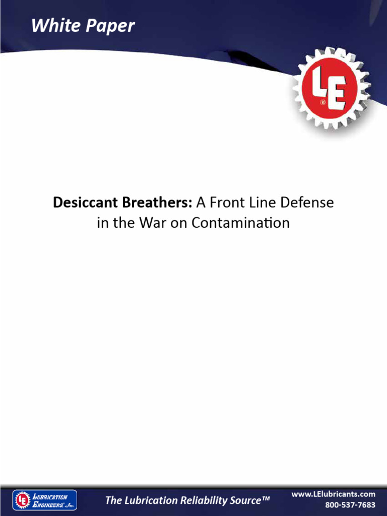 Desiccant Breathers - A Front Line Defense | PDF | Filtration | Lubricant