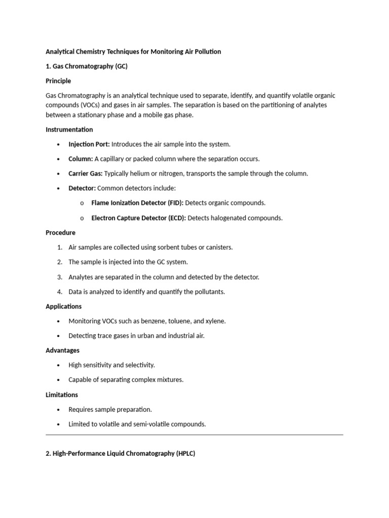 Air Quality Monitoring Techniques | PDF | Gas Chromatography | Mass ...