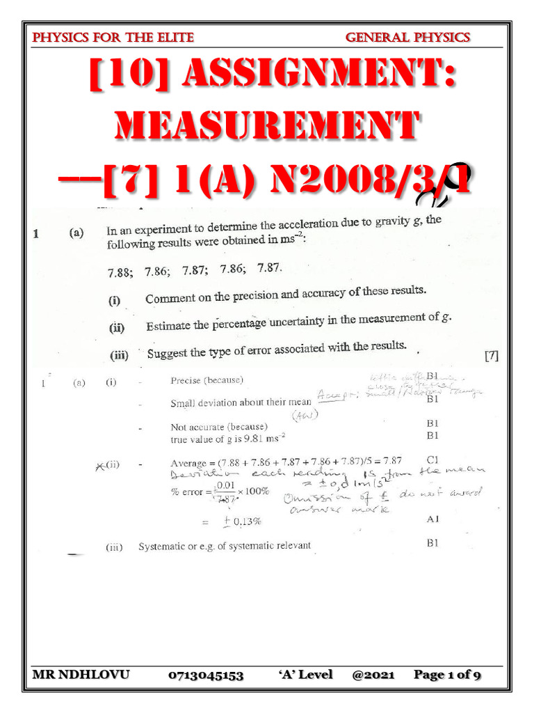 A Level Physics 02. General Physics Lesson 2-Measurement and errors SN | PDF