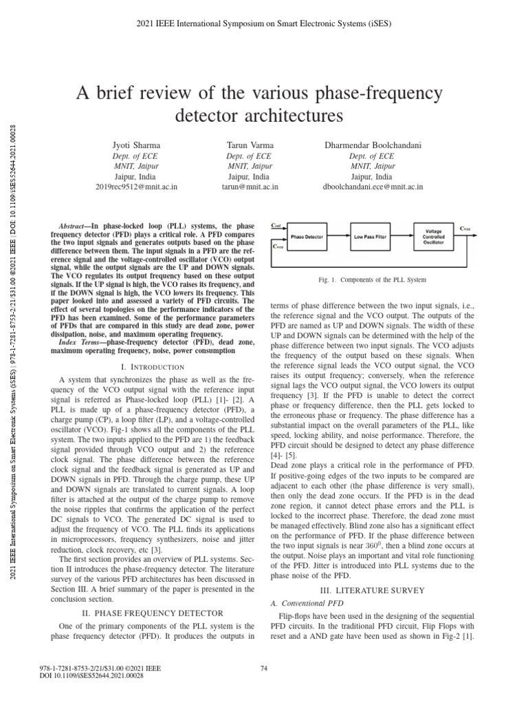 A Brief Review of The Various Phase-Frequency Detector Architectures | PDF | Logic Gate | Analog ...