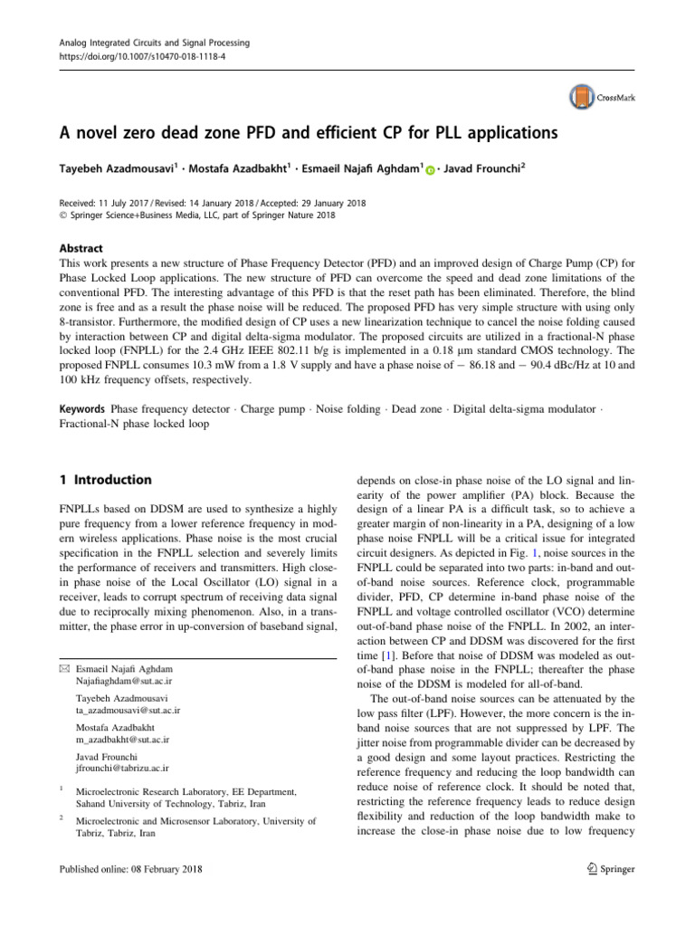 A Novel Zero Dead Zone PFD and Efficient | PDF | Telecommunications ...