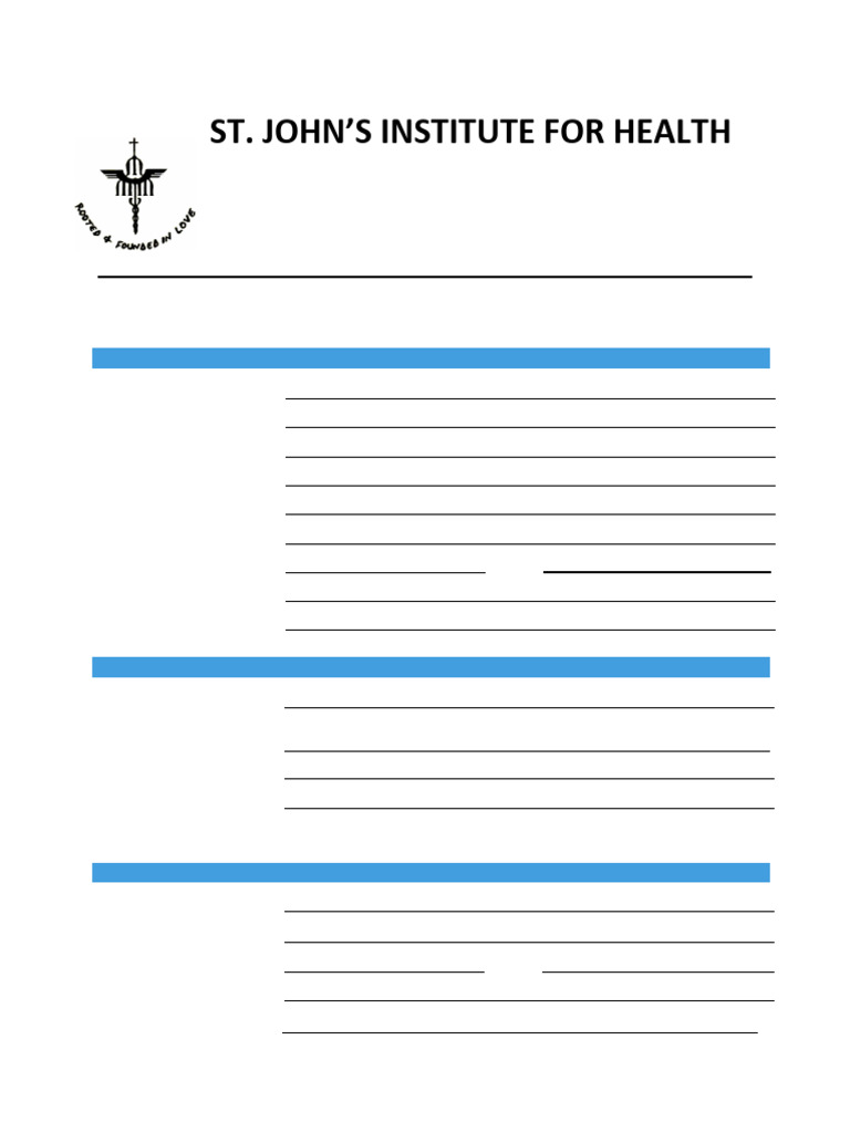 St. John's Health Application Form 2025 | PDF