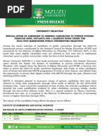 MZUNI 2025 Undergraduate Generic Candidates Selection Press Release | PDF