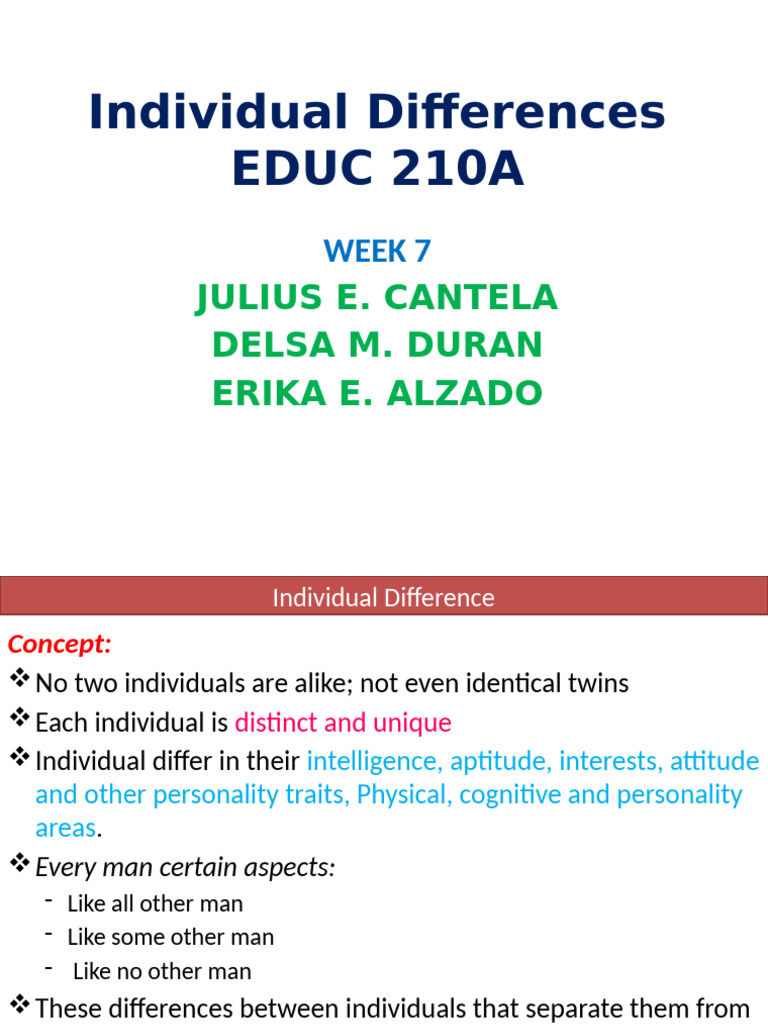 Understanding Individual Differences in Education | PDF | Learning ...