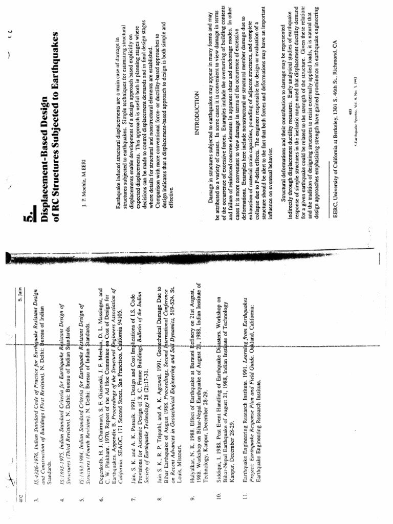 Displacement-Based Design of RC Structures Subjected To Earthquakes - Moehle | PDF