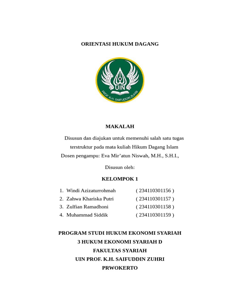 Contoh Materi ORIENTASI HUKUM DAGANG | PDF