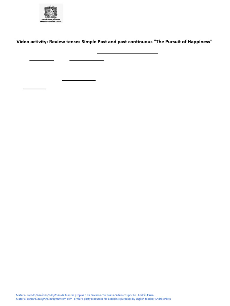 Past Tense Practice with "The Pursuit" | PDF