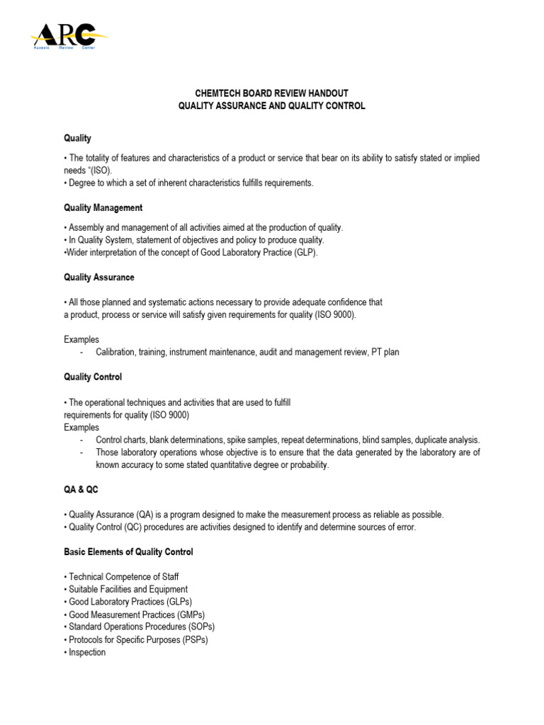 QA vs QC in Laboratory Practices | PDF | Quality Assurance | Calibration