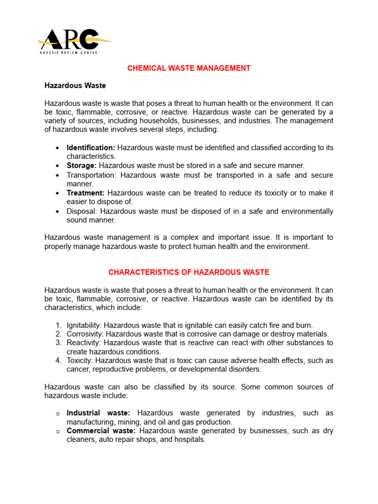 F. Chemical Waste Management | PDF | Hazardous Waste | Waste