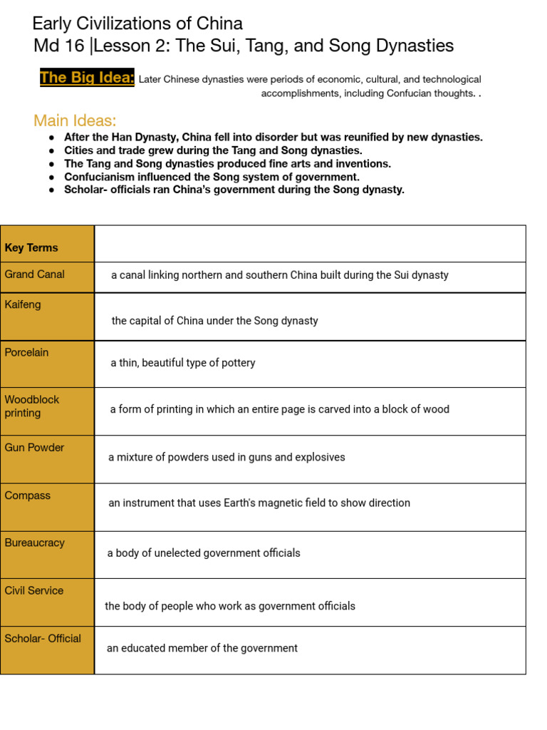 Kami Export Early Civilizations of China - Lesson 2 With GO - Student ...