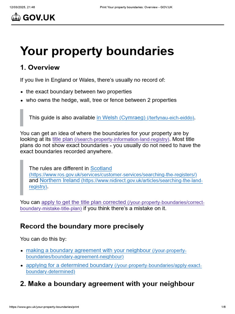 Print Your Property Boundaries - Overview - GOV - UK | PDF