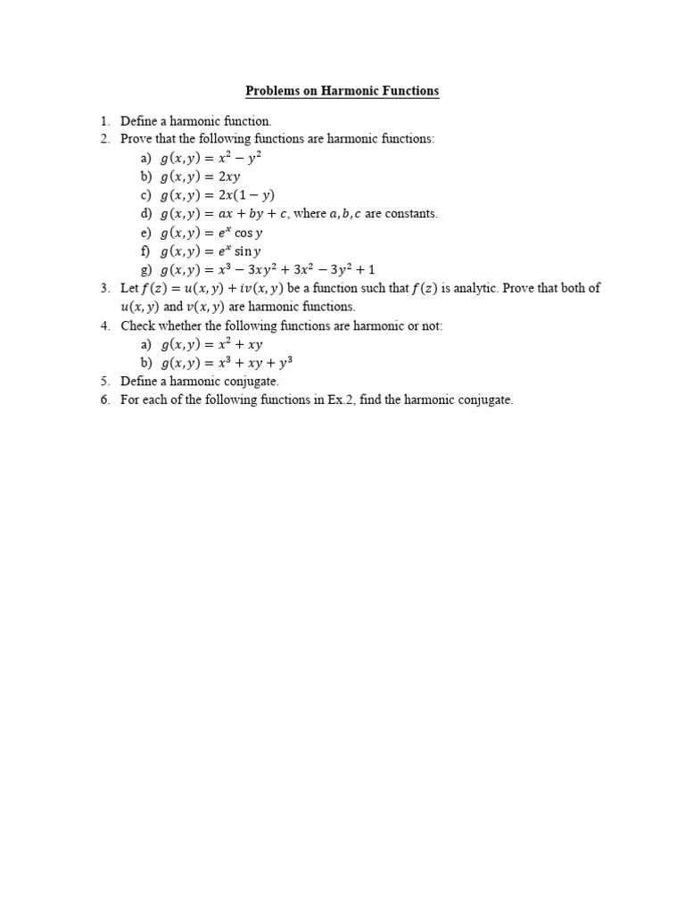 Problems On Harmonic Functions | PDF