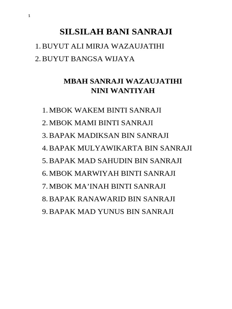 Silsilah Bani Sanraji 2 | PDF