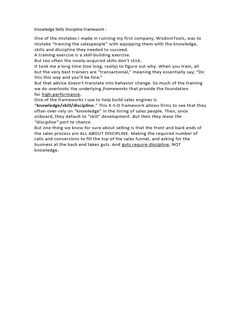 2 Knowledge Skills Discipline Frework | PDF