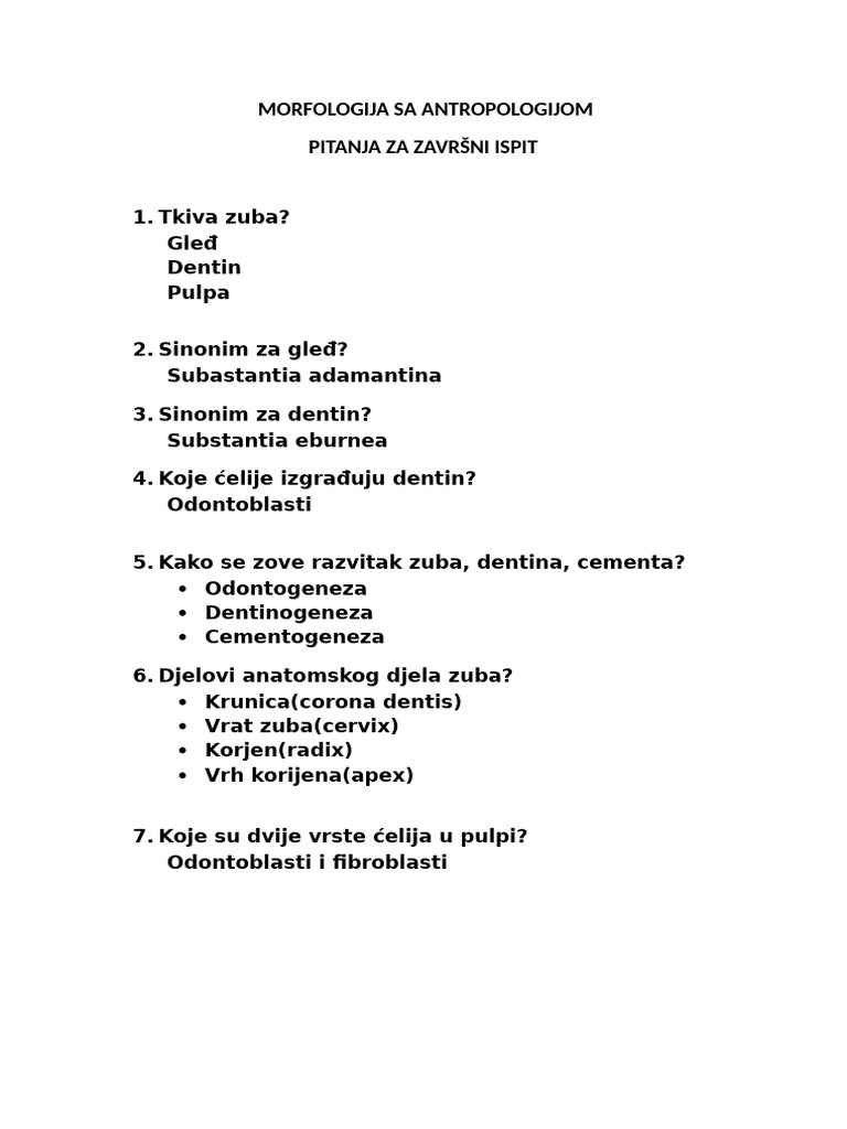 Pitanja Morfologija | PDF