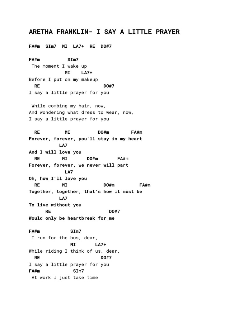 Aretha Franklin's Prayer Lyrics | PDF