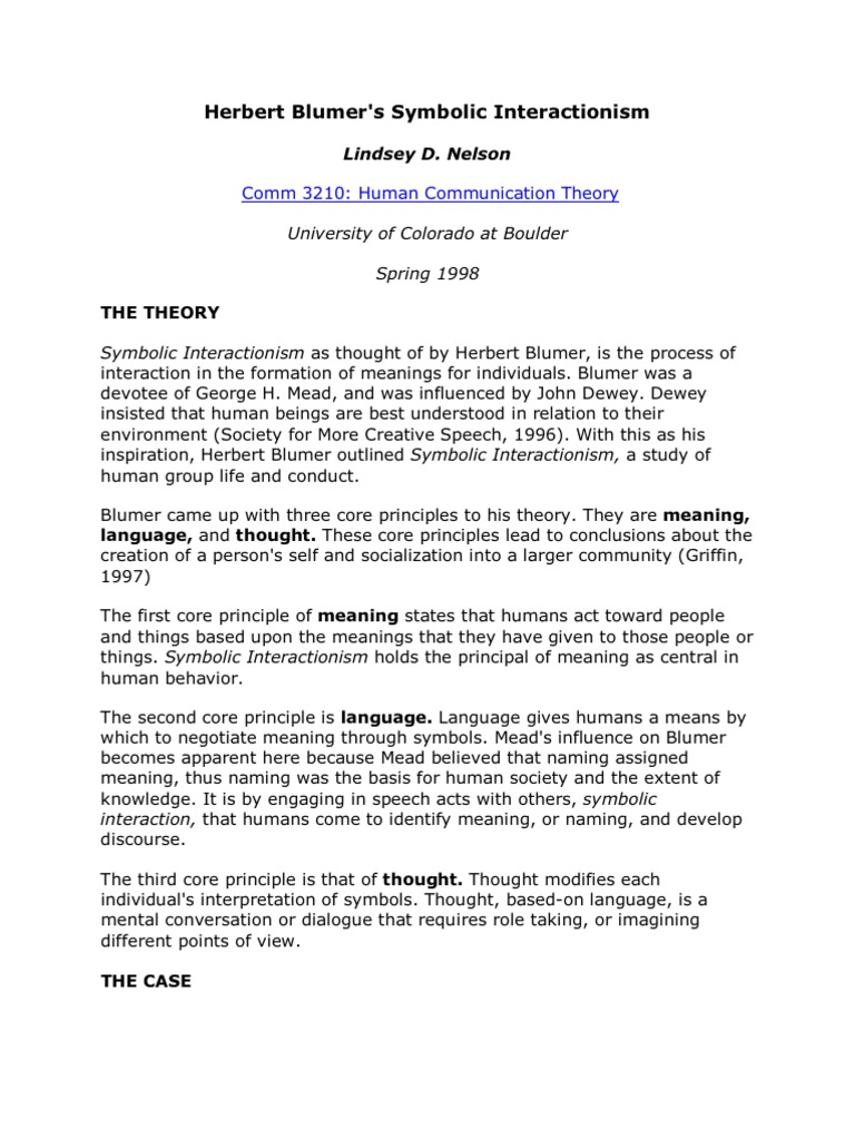 Herbert Blumer, Symbolic Interaction Ism