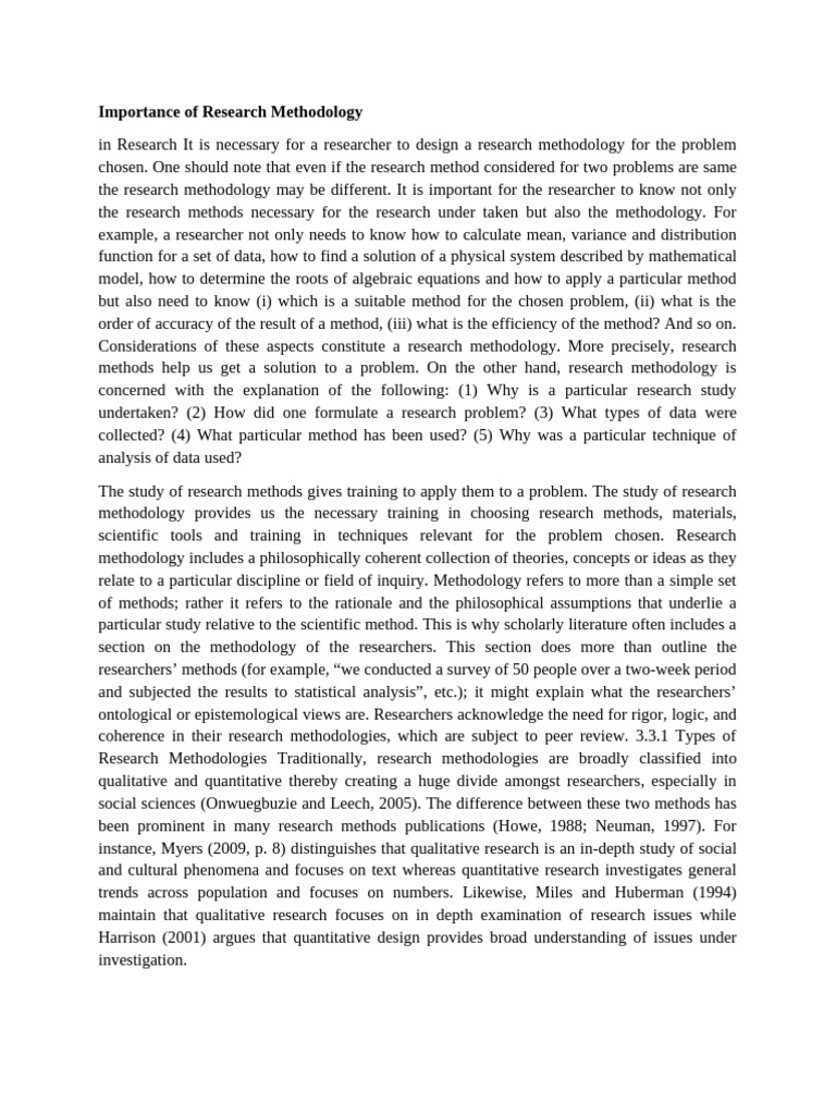 Importance of Research Methodology 5-6 | PDF | Methodology ...