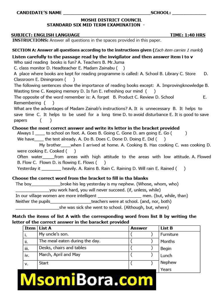 Moshi Midterm Drs 6 Aug 2024 | PDF
