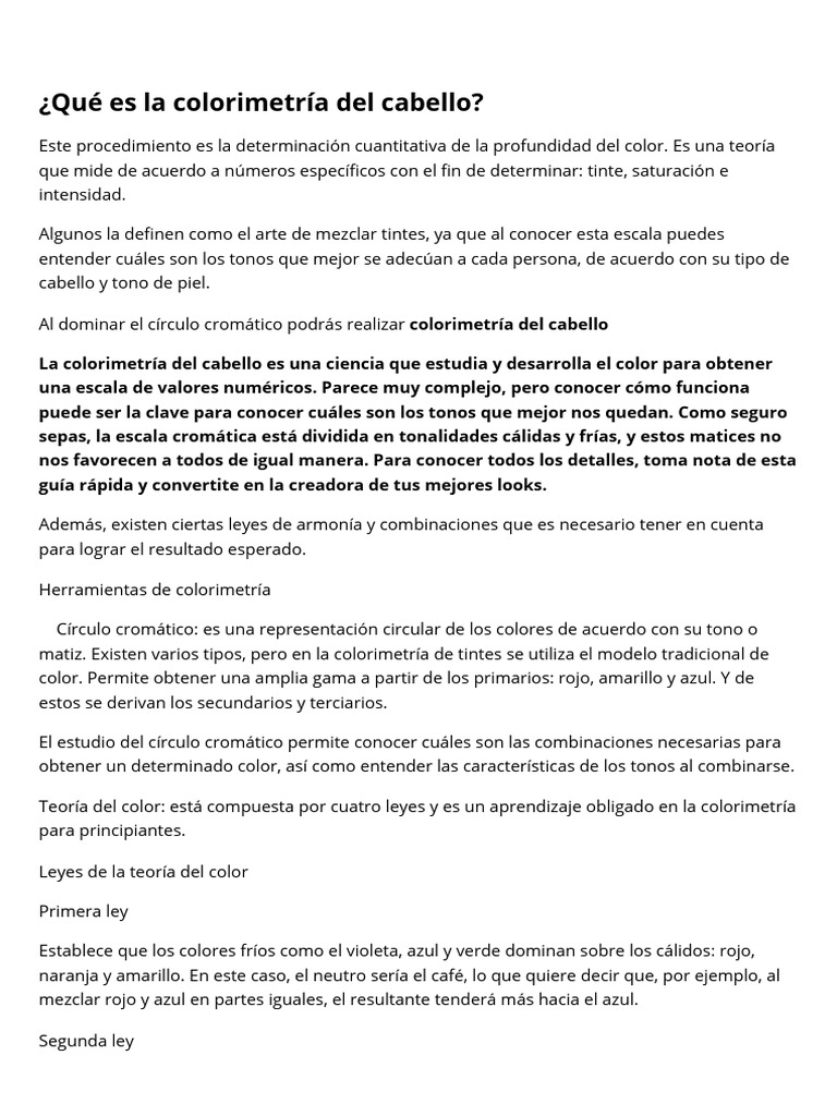 Colorimetría del Cabello: Guía Esencial | PDF | Color | Matiz