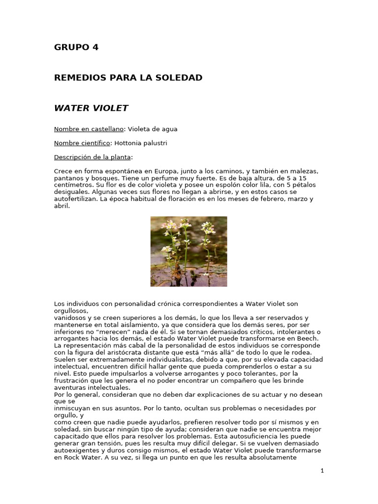 Water Violet: Soledad y Autosuficiencia | PDF | Amor | Soledad