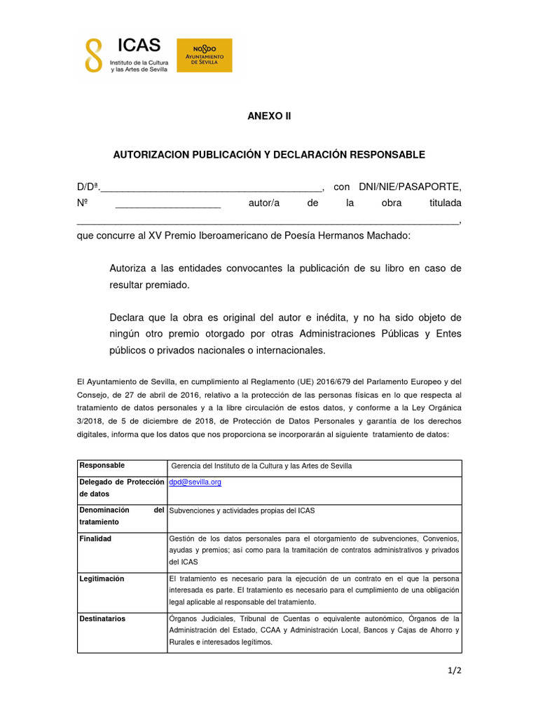 2 Anexo II 2025 XV Premio Poseria Hermanos Machado | PDF | Sevilla | Gobierno