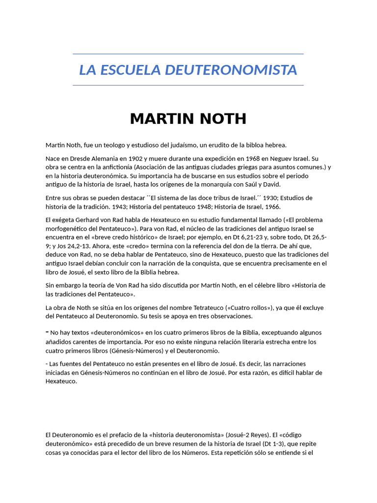 Martin Noth | PDF | Libro de Deuteronomio | Libro de números