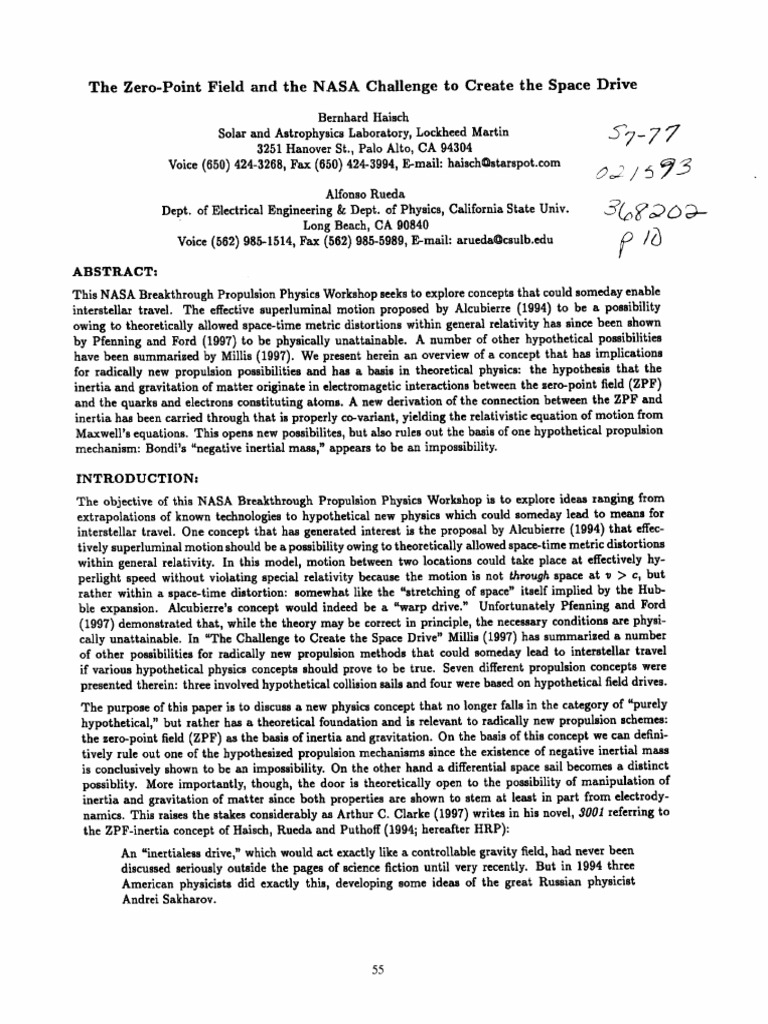 The Zero-Point Field and The NASA Challenge To Create The Space Drive | PDF | Force | General ...