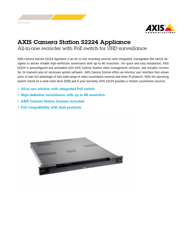 AXIS Camera Station S2224 Appliance | PDF | Operating System | Solid ...