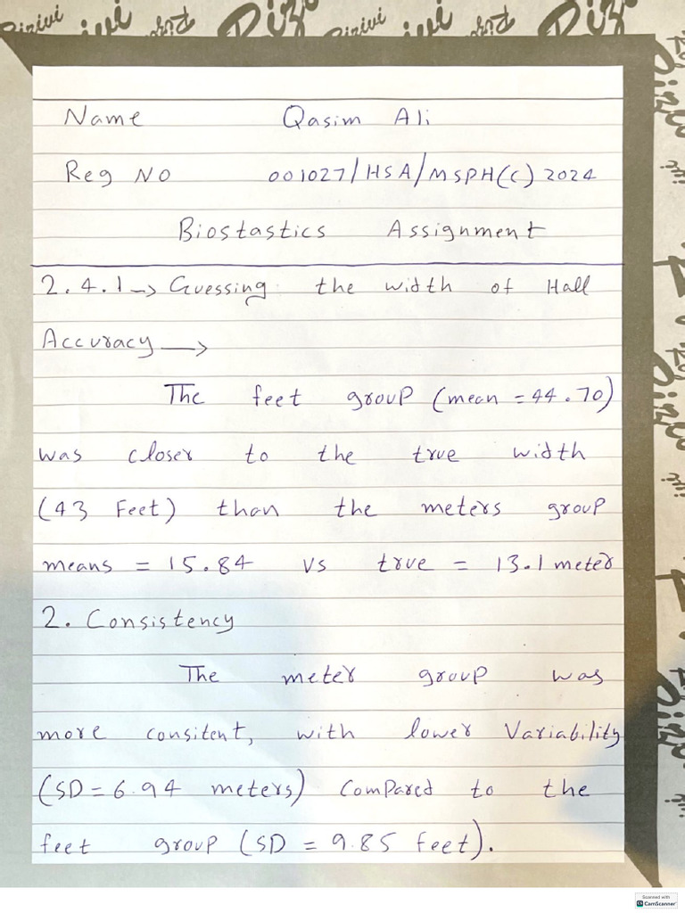 Biostatistics Assignment | PDF