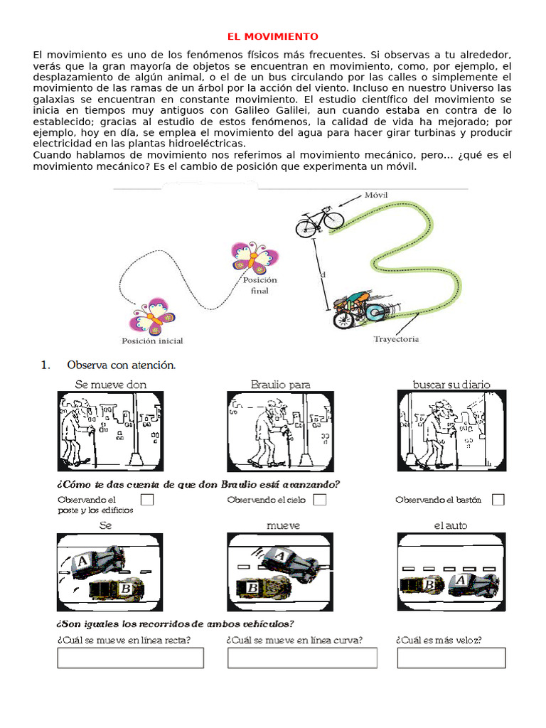 Elementos Del Movimiento Primero | PDF | Trayectoria | Velocidad