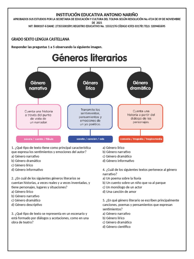 Banco de Preguntas Sexto | PDF | Género | Monólogo