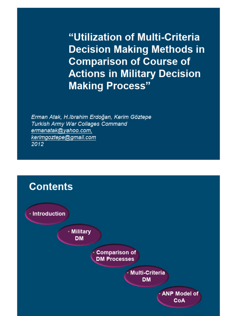 Multi-Criteria Methods in Military Decisions | PDF | Applied Mathematics