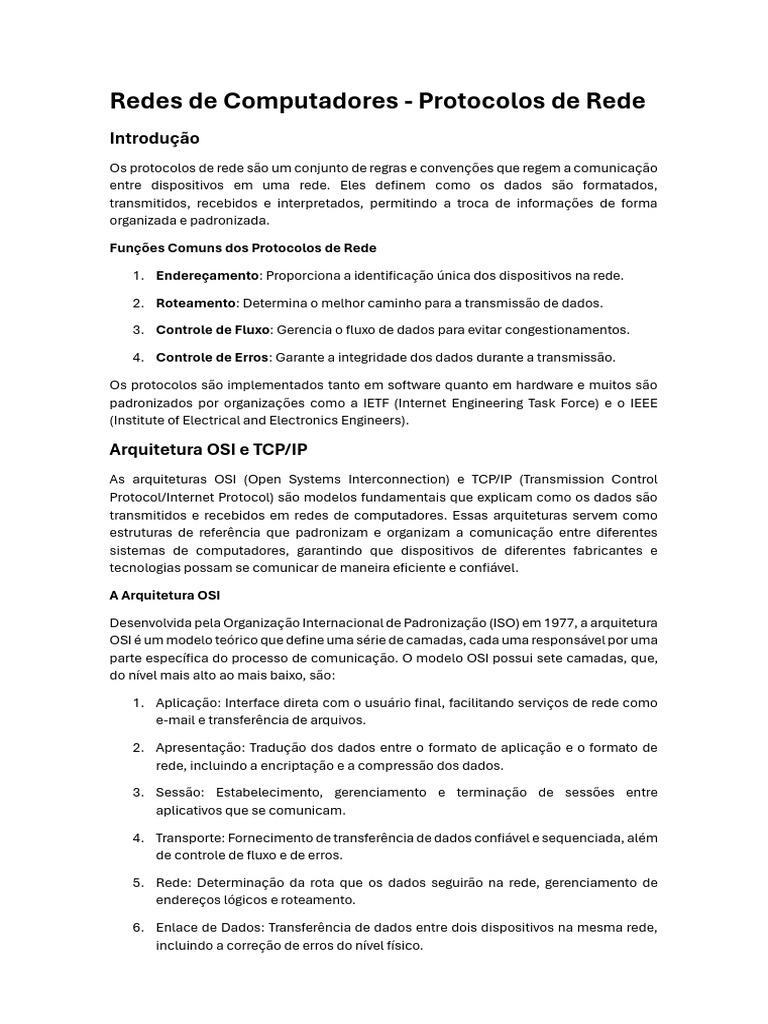 Aula08_Redes_de_Computadores_Protocolos_de_Redes_Texto | PDF | Protocolo de controle de ...