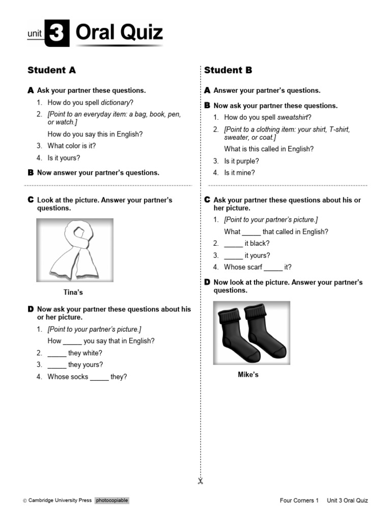 Four Corners 1. Oral Unit 3 | PDF